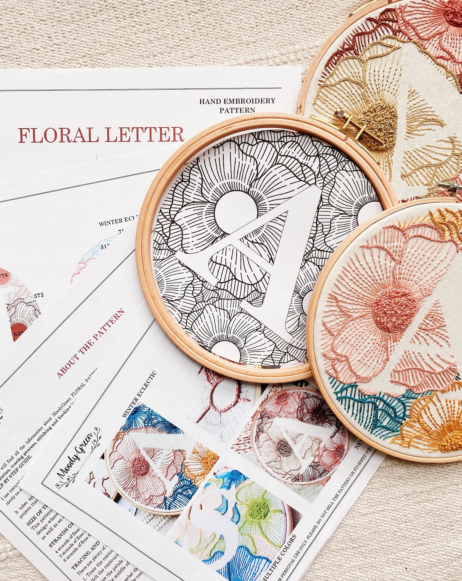 Floral Letter m Hand Embroidery Pattern / Digital | Etsy