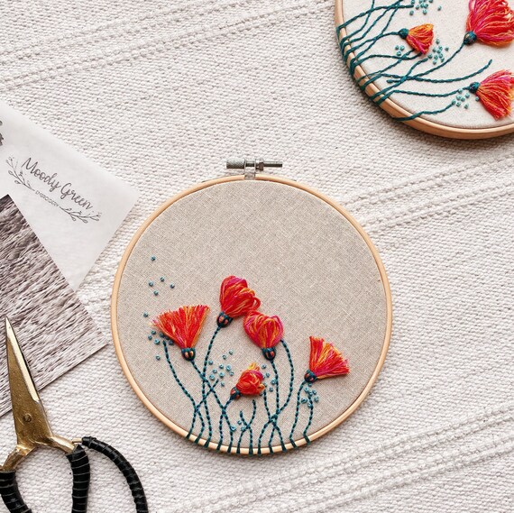 Spring Flowers Hand Embroidery Hoop / Modern Hand Embroidery - Etsy