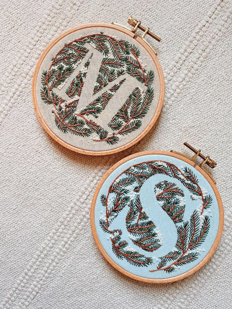 Letter "t" Christmas Hand Embroidery Pattern Digital PDF / DIY Winter ...
