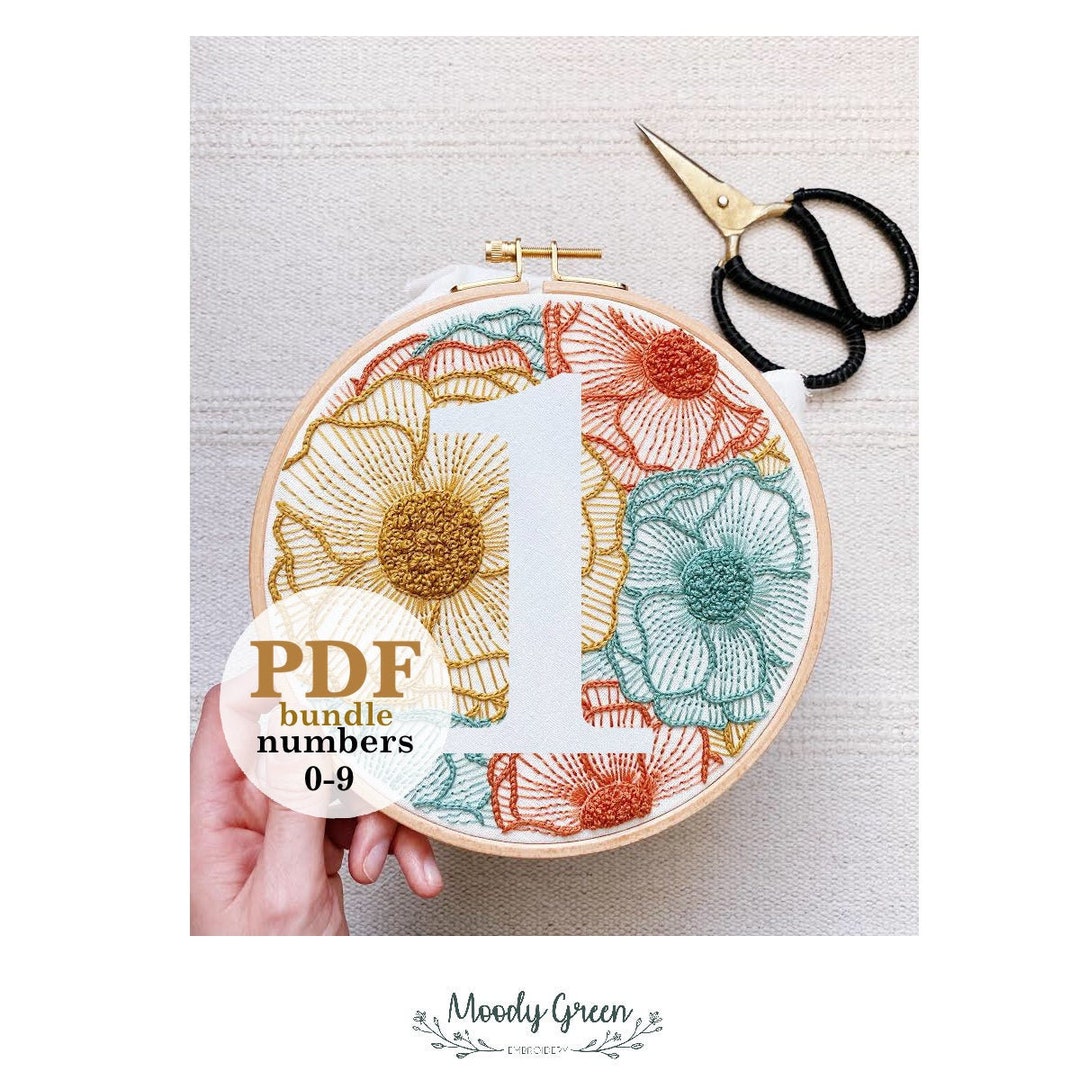 Floral Numbers Bundle Hand Embroidery Pattern / Digital PDF Download ...