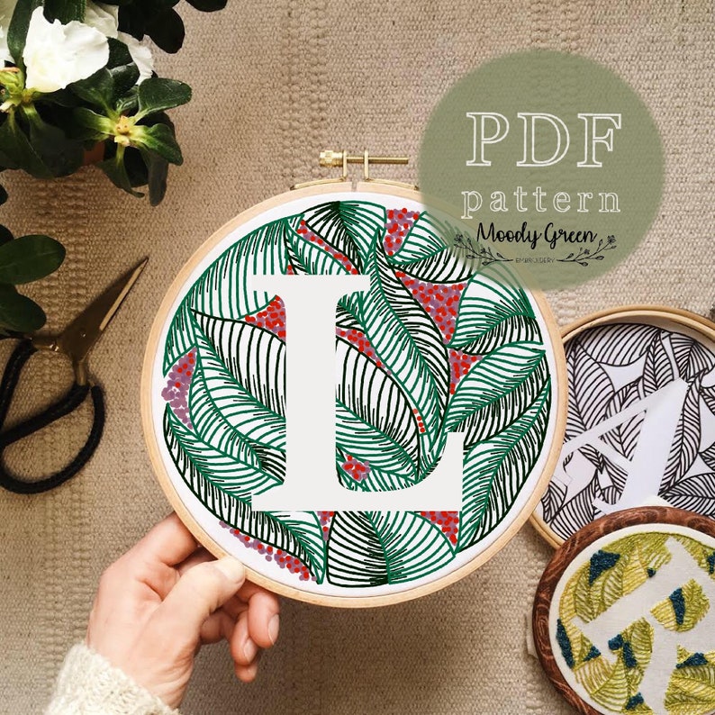Botanical Letter L Hand Embroidery Pattern / | Etsy