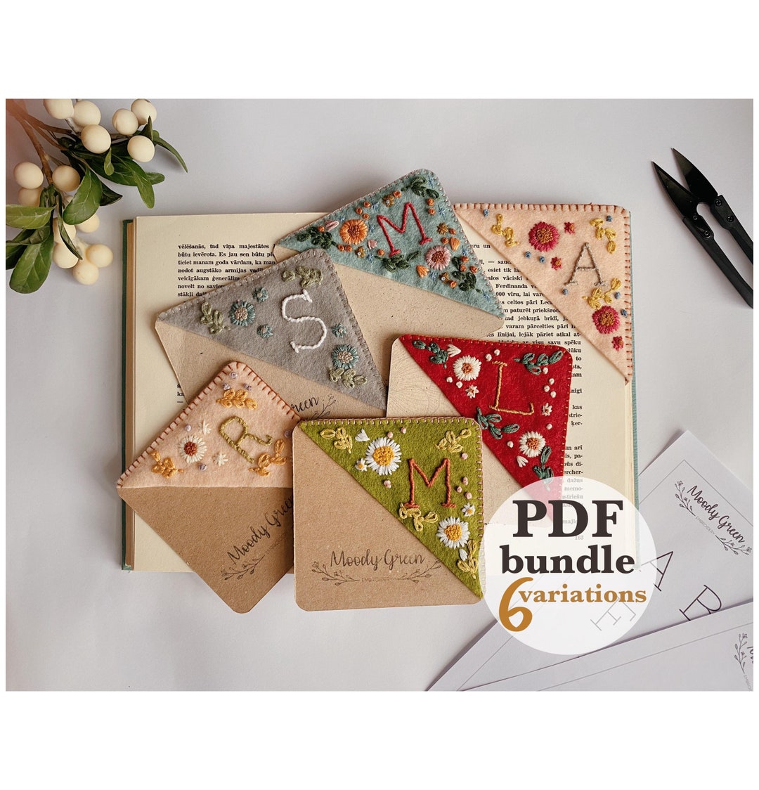 Personalized Embroidered Corner Bookmark PDF Pattern: DIY Letter ...