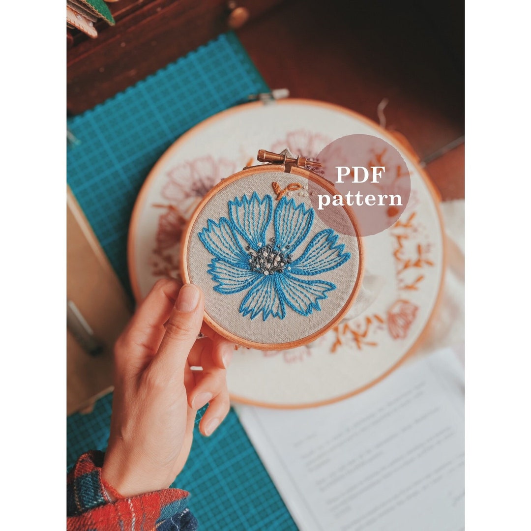 Cornflower Bloom Embroidery Pattern: Easy DIY Needlework (digital PDF ...