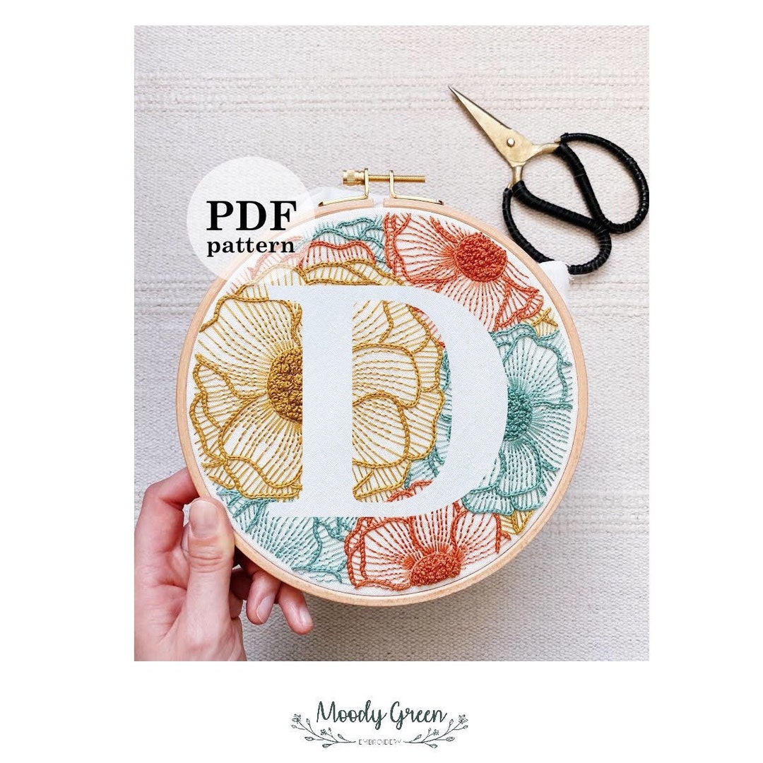 Floral Letter "d" Hand Embroidery Pattern / Digital PDF Download ...