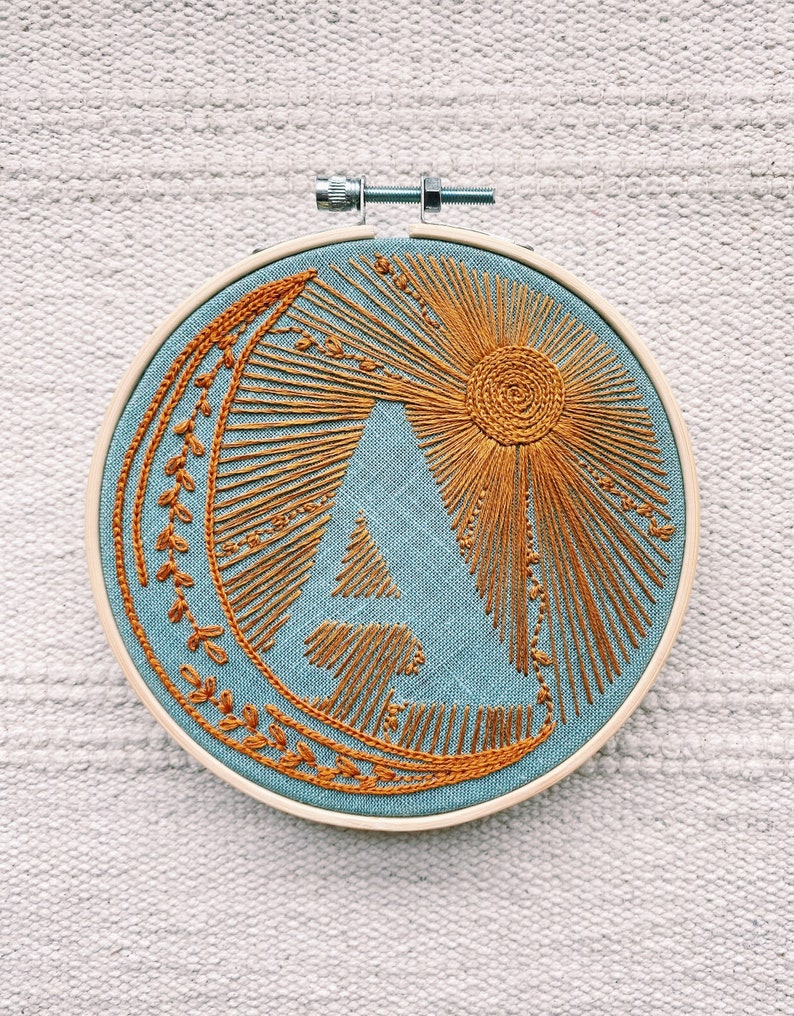 Celestial Design Letter h Hand Embroidery Pattern | Etsy