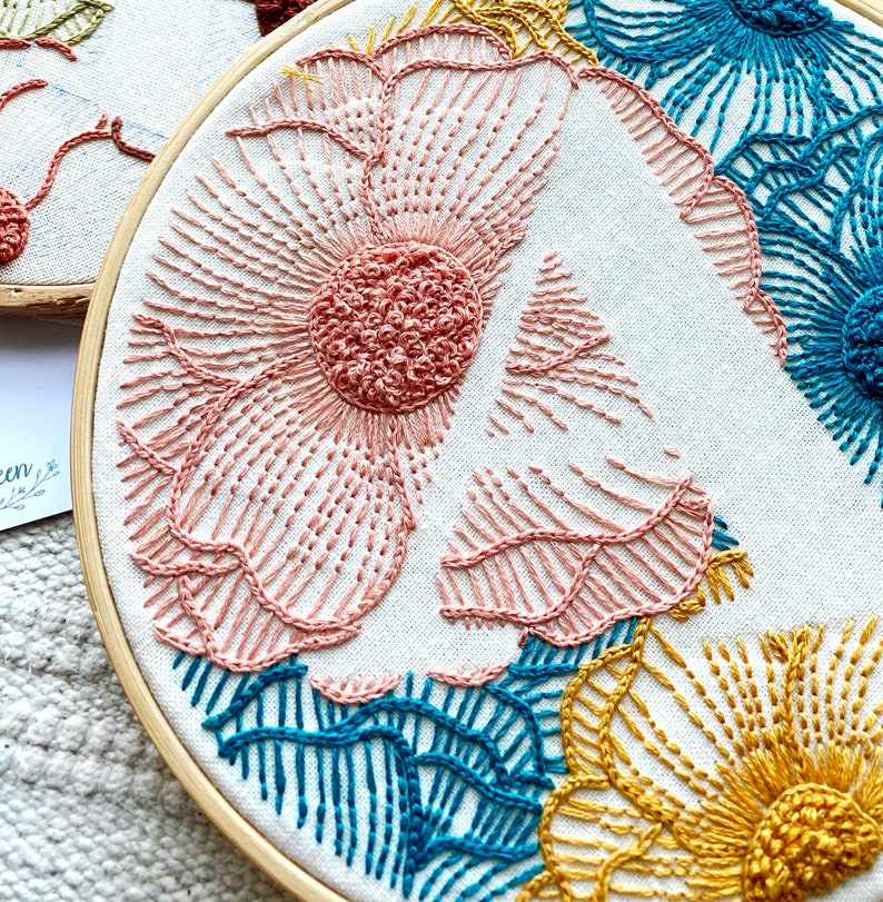 Floral Letter v Hand Embroidery Pattern / Digital | Etsy