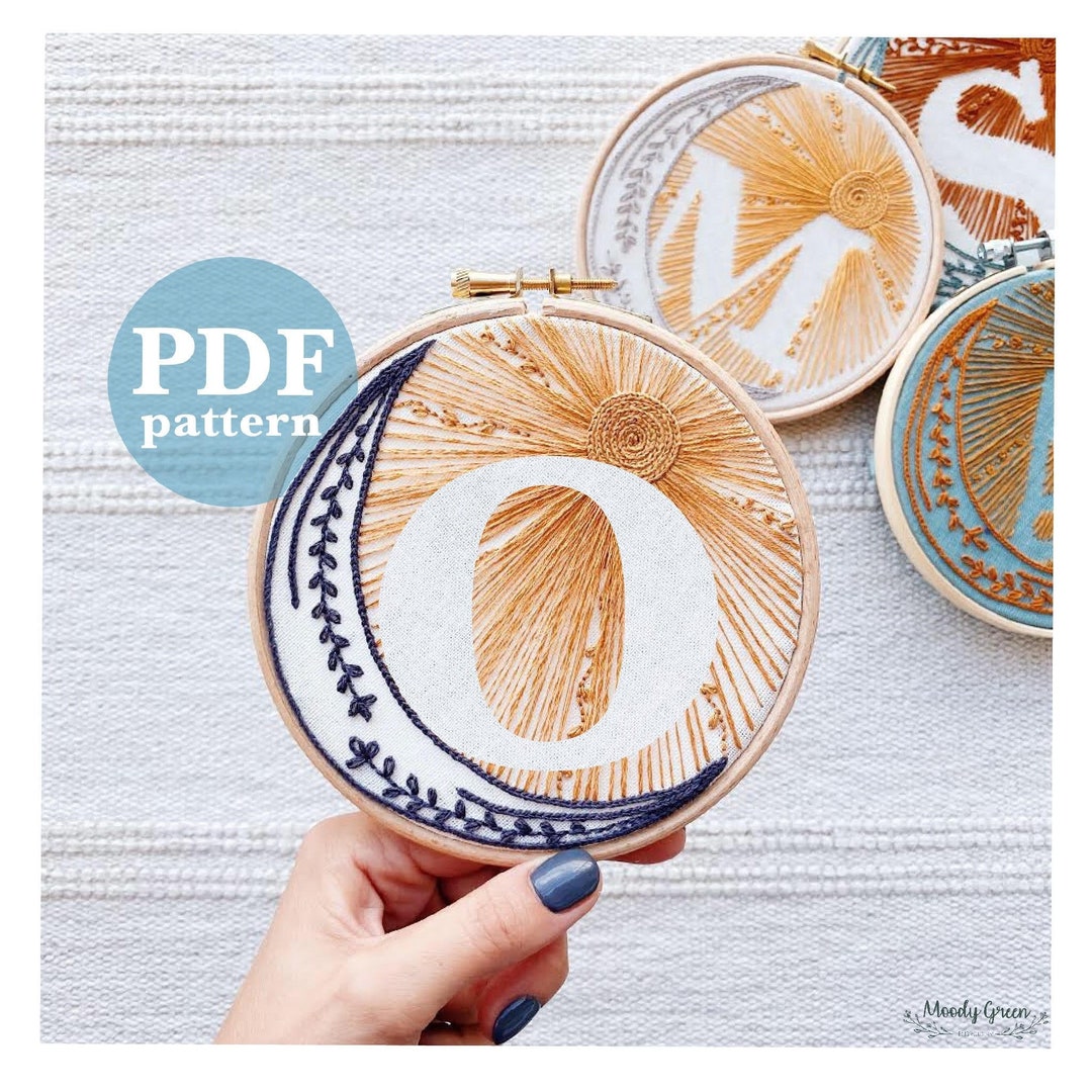 Celestial Design Letter "o" Hand Embroidery Pattern / Digital PDF ...