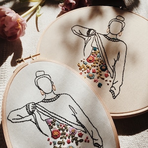 Floral Lady Hand Embroidery Pattern / Easy Digital PDF Download ...