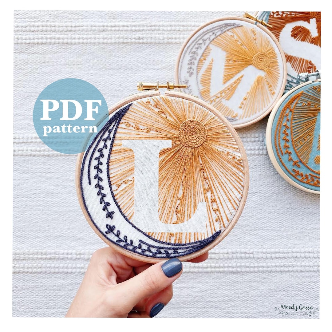 Celestial Design Letter "l" Hand Embroidery Pattern / Digital PDF ...