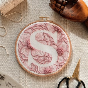 Personalized Hand Embroidery Monogram Hoop / Custom Initial Hand ...