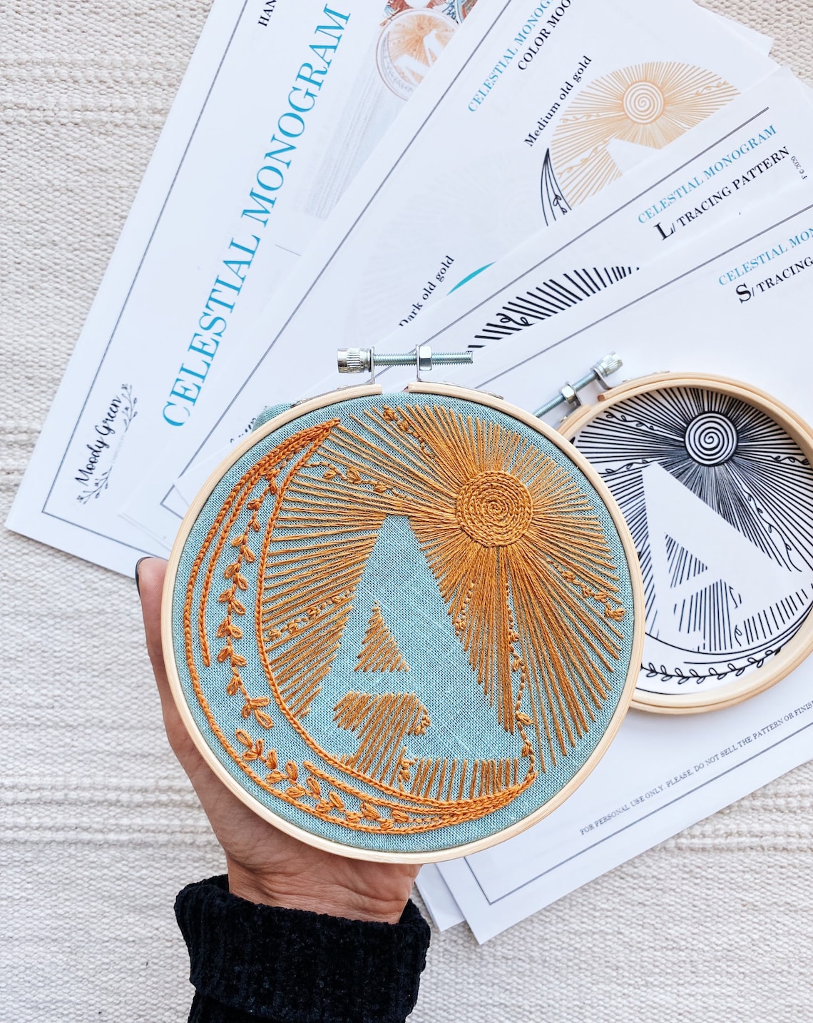 Celestial Design Letter p Hand Embroidery Pattern - Etsy