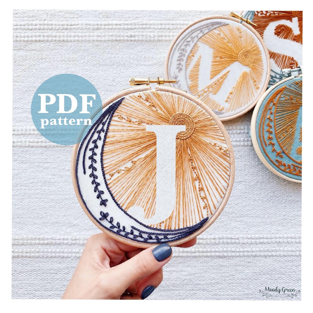 Celestial Design Letter "j" Hand Embroidery Pattern / Digital PDF ...