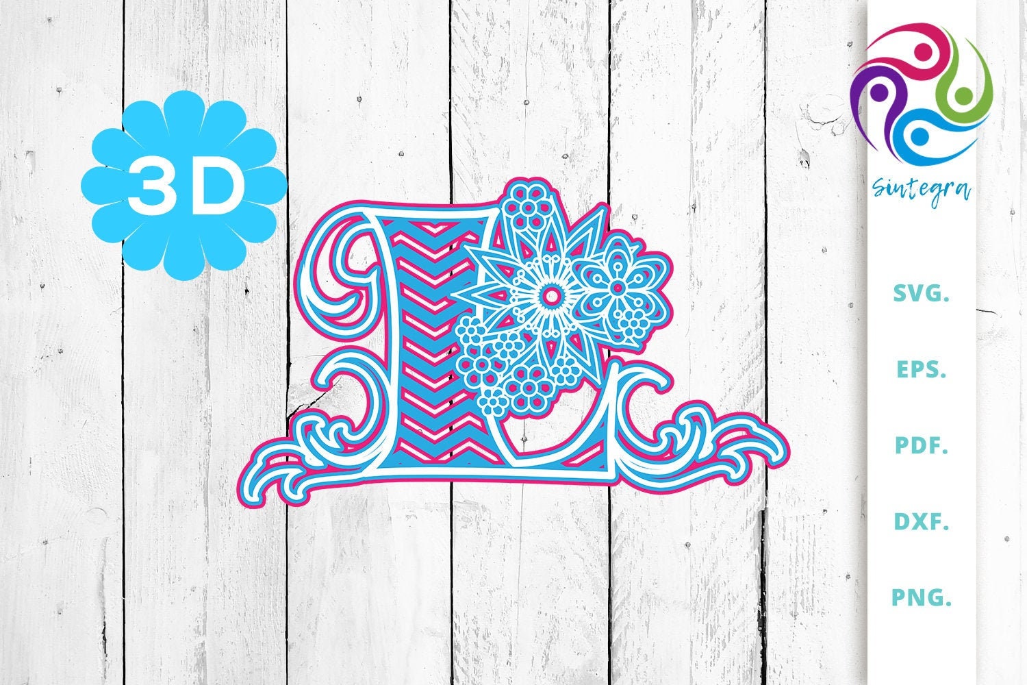3D Multilayer Floral Chevron Letter L SVG Cut File Letter L | Etsy