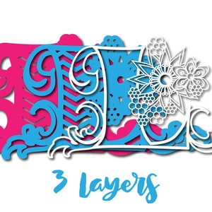 3D Multilayer Floral Chevron Letter L SVG Cut File Letter L - Etsy