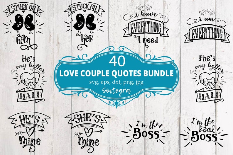 Couple Love Quotes Bundle Svg 40 Designs Love Bundle Svg | Etsy