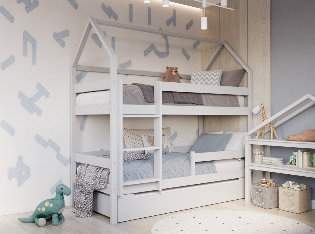 Yappyeden House Bunk Bed, Two Story Bed, House Shaped Kids Bed, LIGHT ...