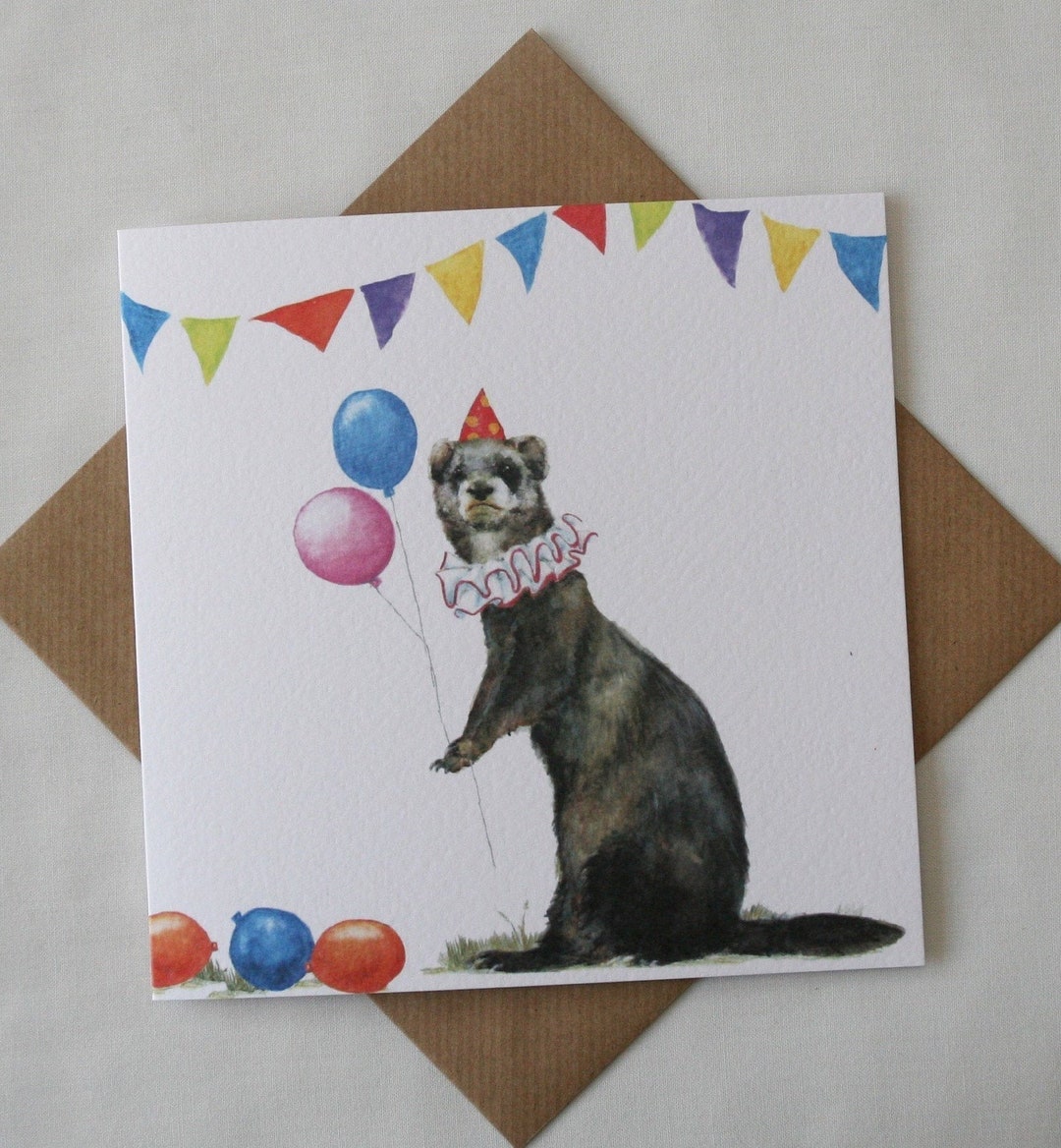 Clown, Birthday Card, Ferret Cards, Pets Cards, Ferret Lover Cards ...