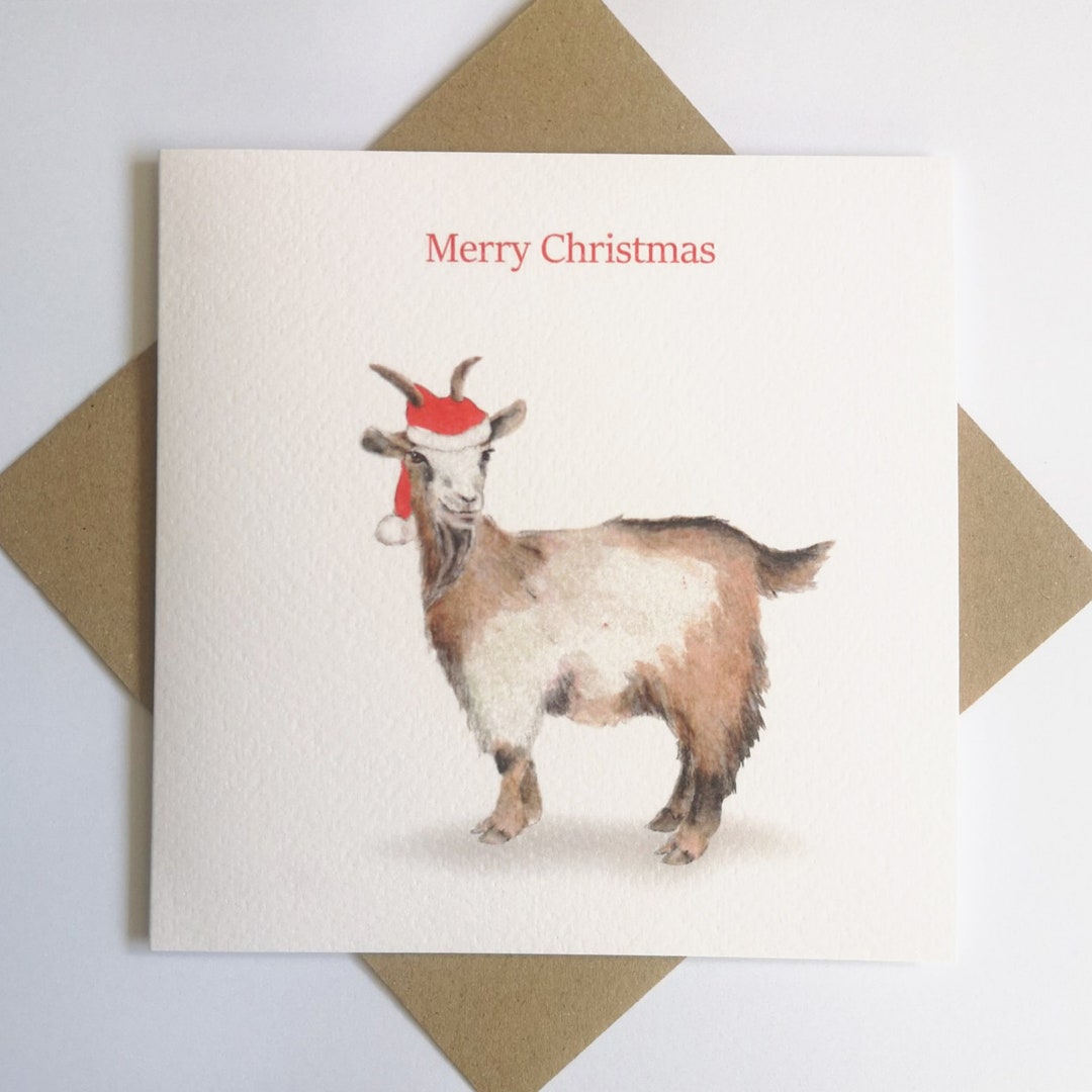 Christmas Goat, Christmas Card, Greeting Card - Etsy