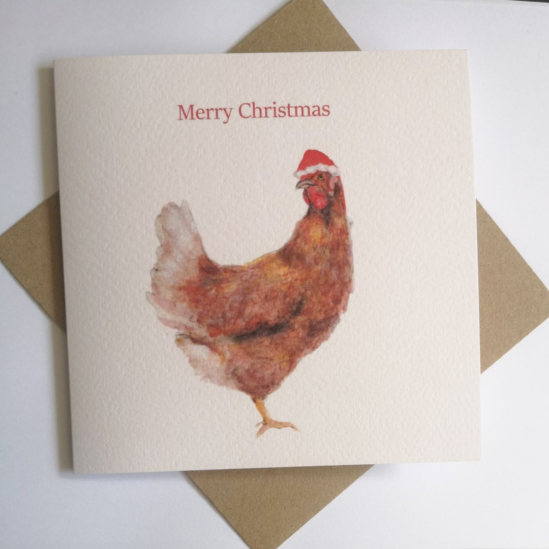 Christmas Chicken, Christmas Card - Etsy