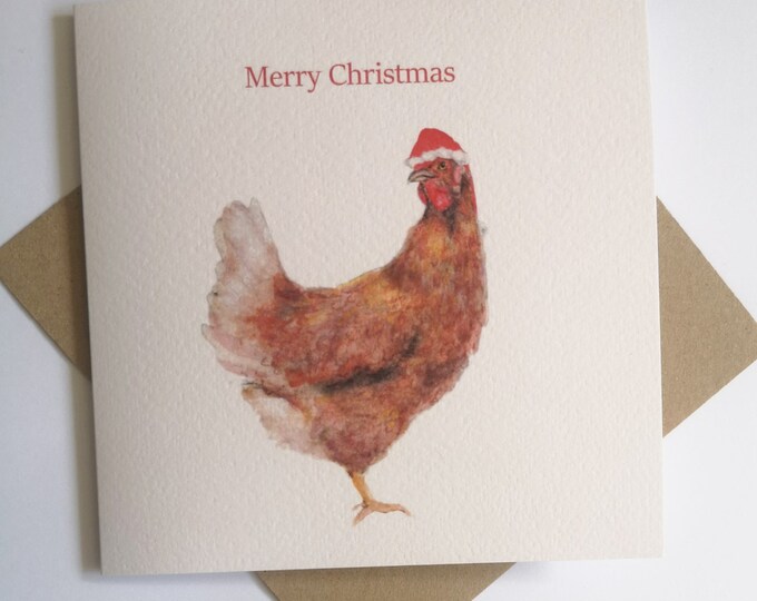 Christmas Chicken, Christmas Card - Etsy