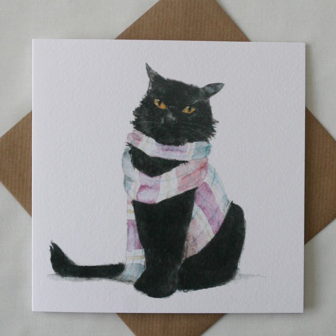 Black Cat, Greeting Card, Pet Cards, Cat Greeting Card, Black Cat ...