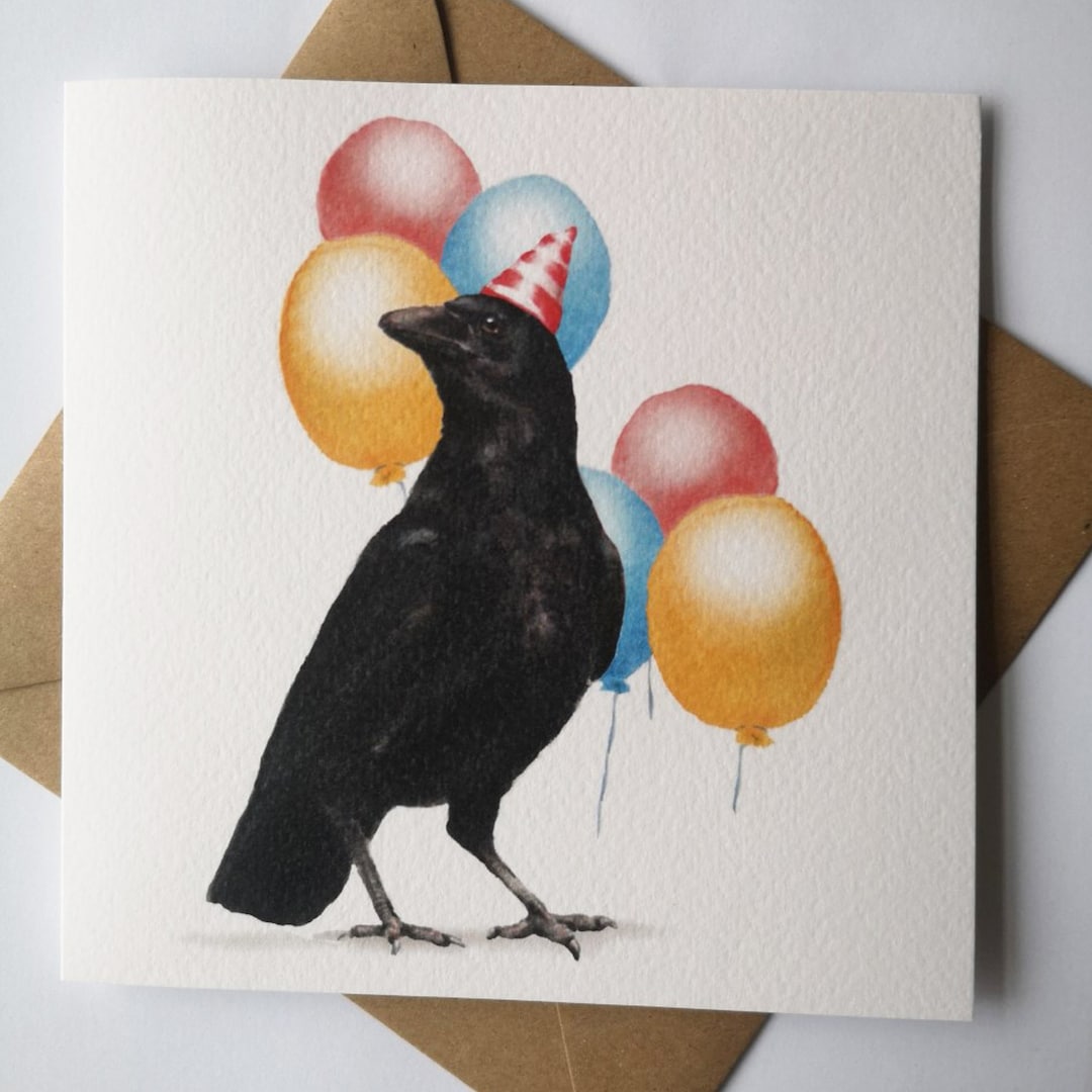 Birthday Crow, Birthday Card - Etsy
