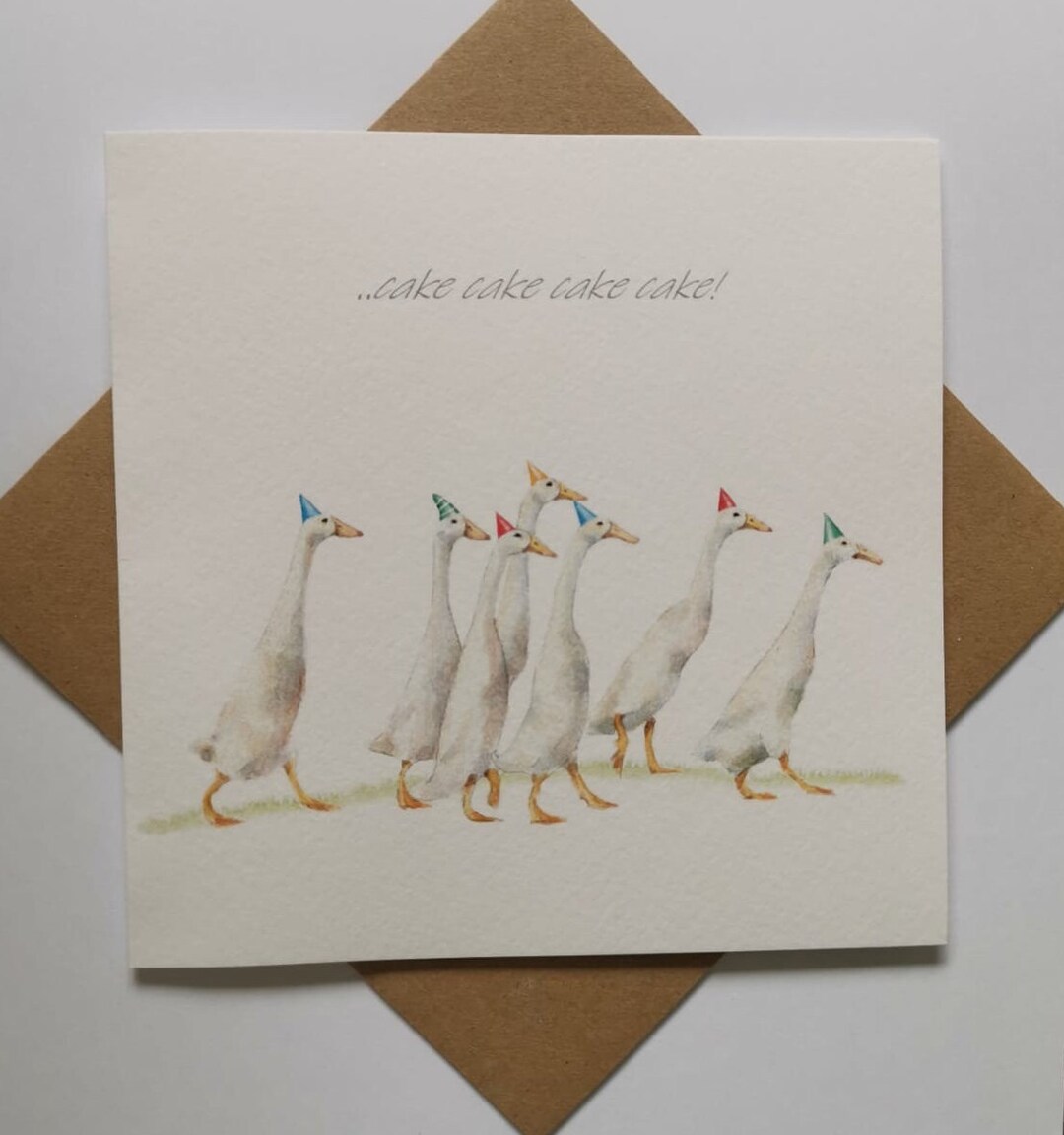 Cake! Birthday Card, Ducks Greeting Card - Etsy