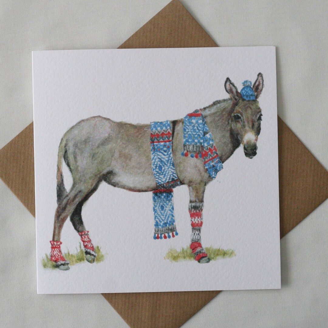 Winter Donkey, Greeting Card - Etsy