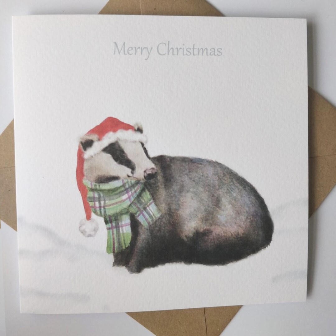 Badger Christmas, Christmas Card, Greeting Card - Etsy