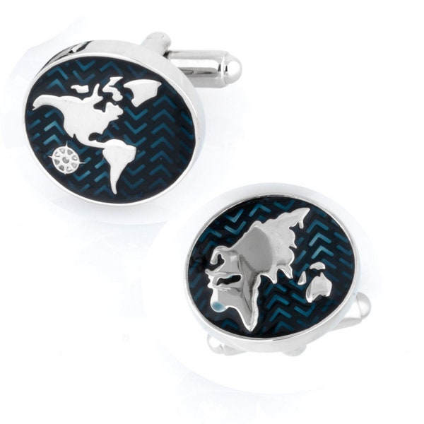 World Map Cufflinks - Etsy