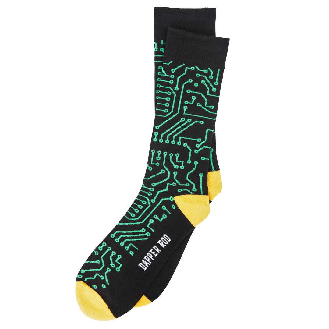 Tech Nerd Circuit Board Bamboo Socks by Dapper Roo Novelty Fun Dress ...