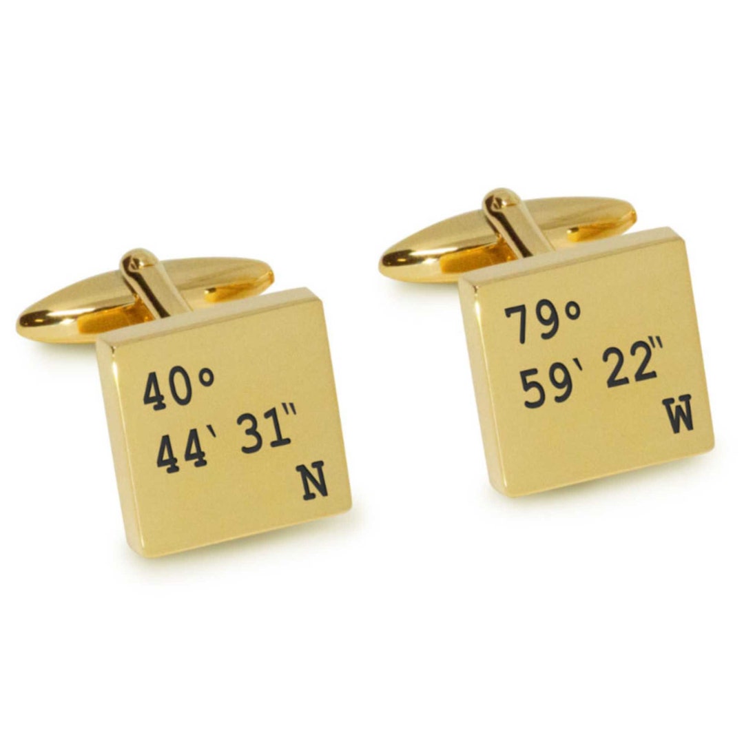 Latitude and Longitude Coordinates Engraved Cufflinks in Gold - Etsy