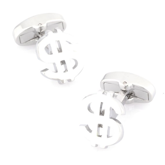 Silver Dollar Sign Cufflinks - Etsy