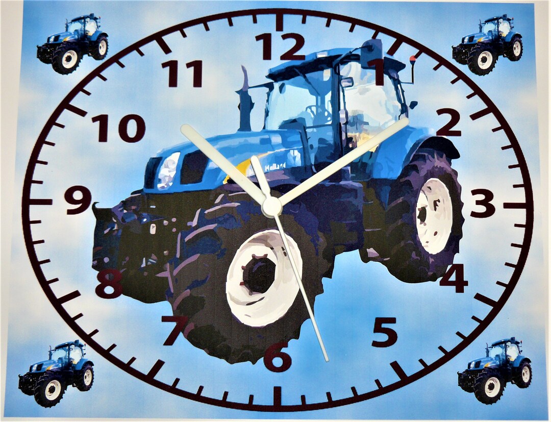 Blue Tractor Wall Hanging Clock New Holland Tractor, Clock,wall Clock ...