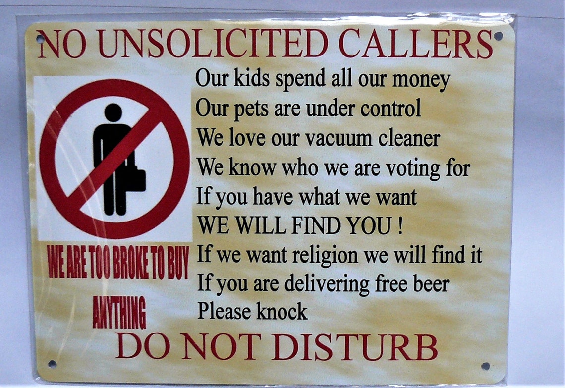 No Unsolicited Callers Sign Aluminium Do Not Disturb - Etsy UK