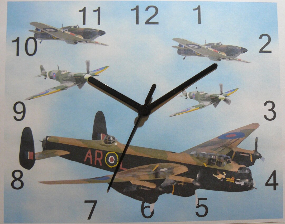 Avro Lancaster Supermarine Spitfire Hawker Hurricane Wall Hanging Clock ...