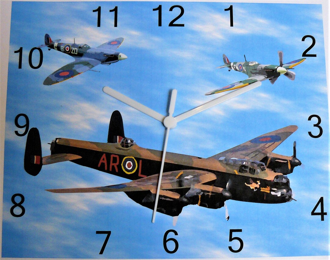 Avro Lancaster Supermarine Spitfire Wall Hanging Clock Raf Ww11 Bomber ...