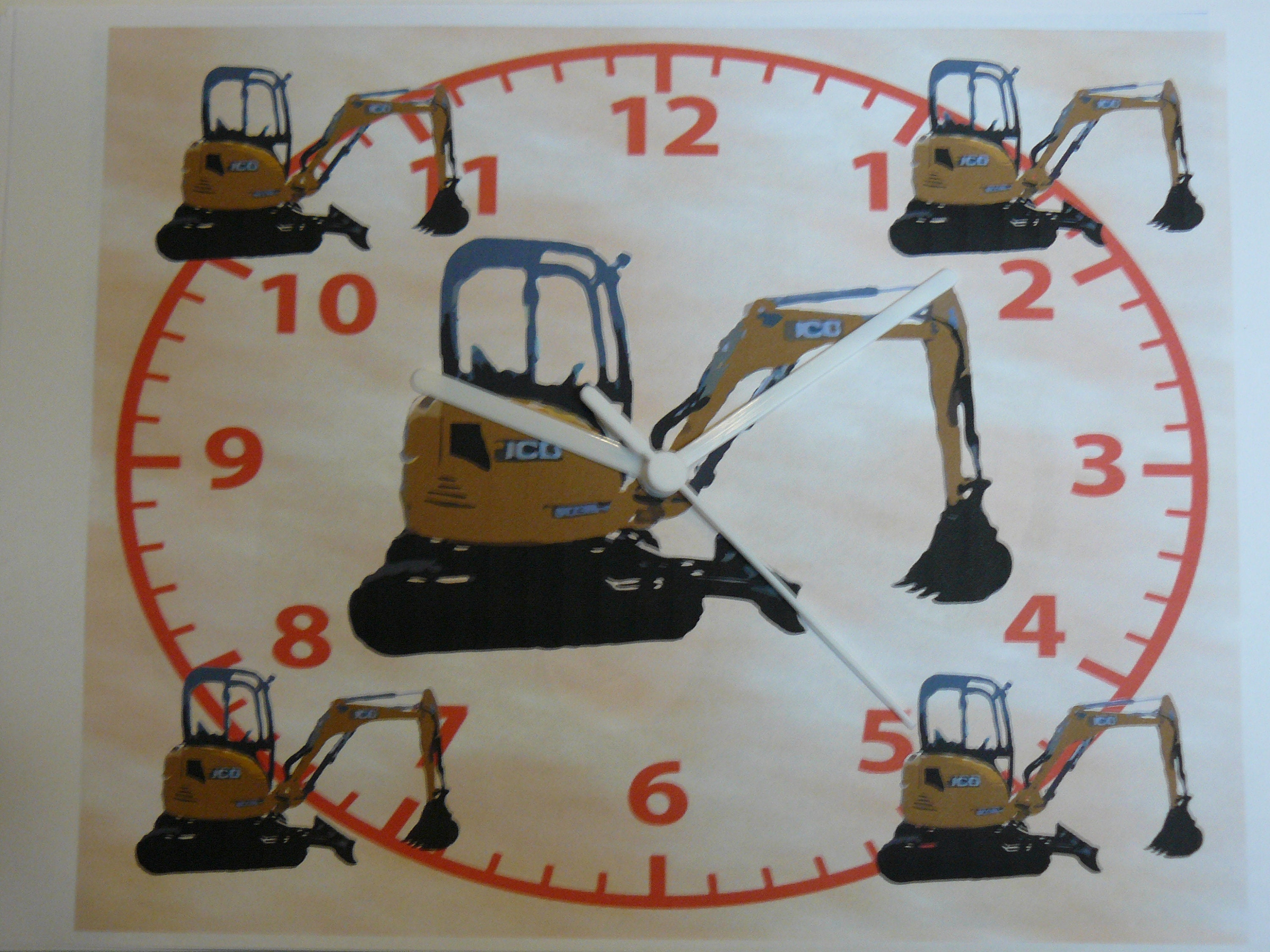 Compact Mini Excavator Digger Wall Hanging Clock Classic Mini Excavator ...