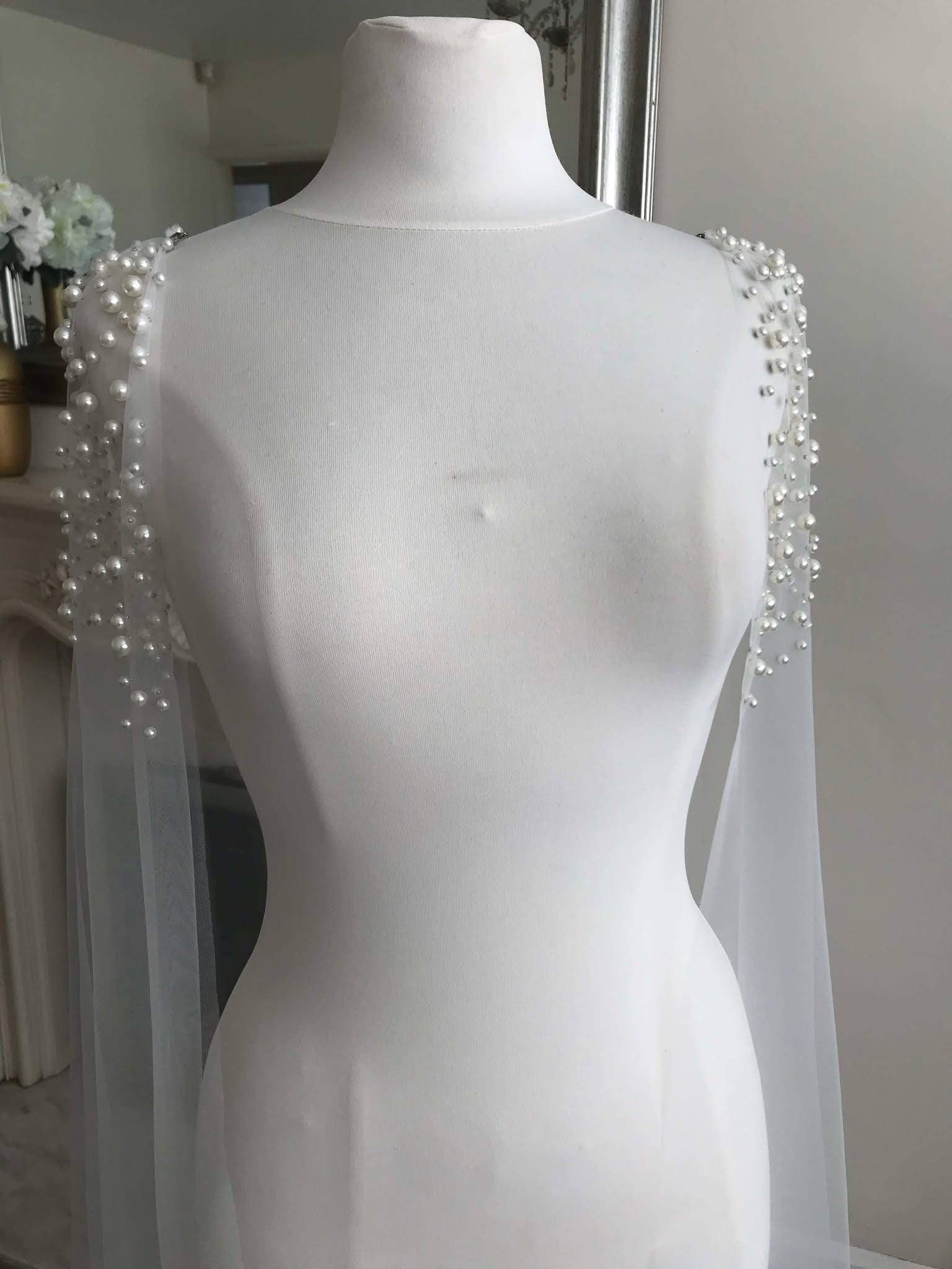 Detachable Pearl Shoulder Capes/sleeves Vintage/boho/beach Wedding With ...