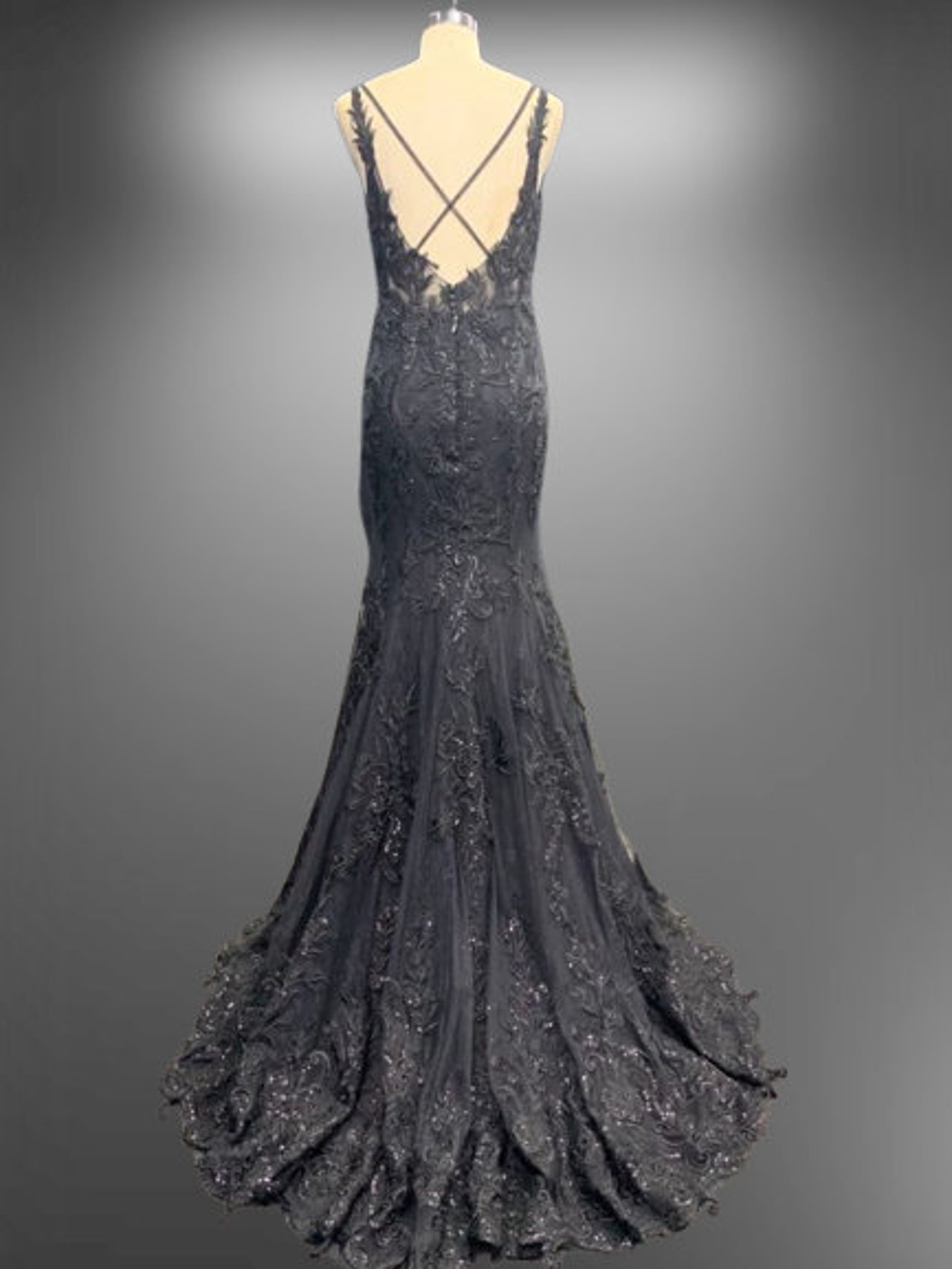 Stunning Gothic Alternative Black Lace Wedding Dress With - Etsy