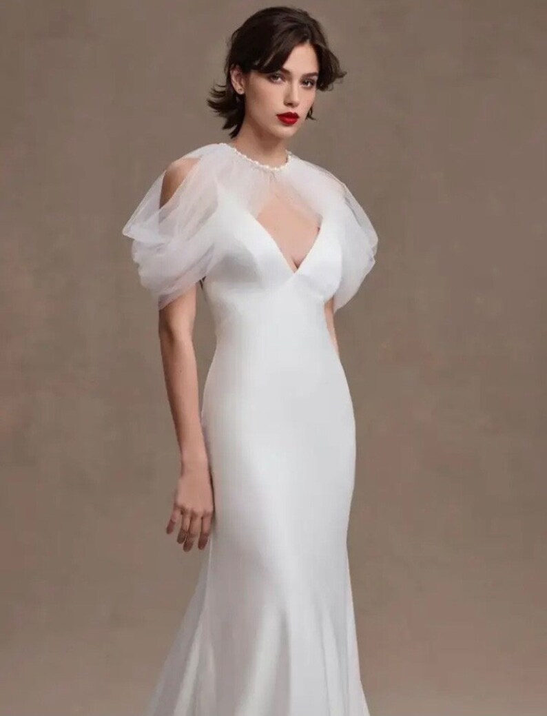 Tulle and Pearl Shoulder Shrug, off Shoulder, Cold Shoulder Cape - Etsy