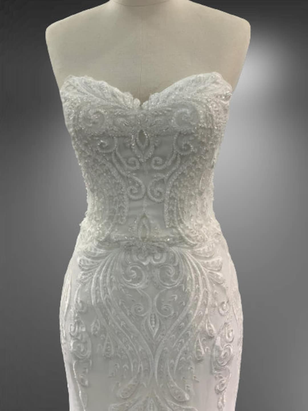 Luxurious Fully Beaded Mermaid Wedding Dress With Detachable Train - Etsy