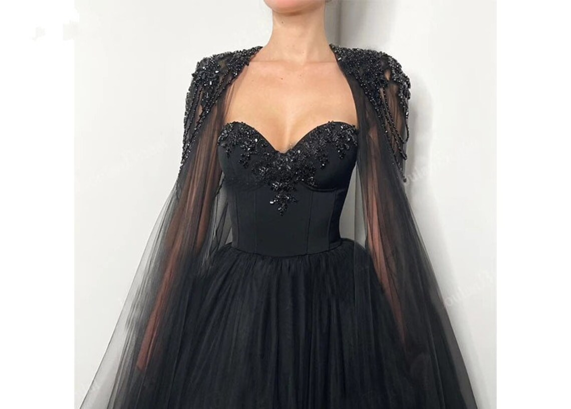 Stunning Gothic Alternative Black Lace Wedding Dress With - Etsy