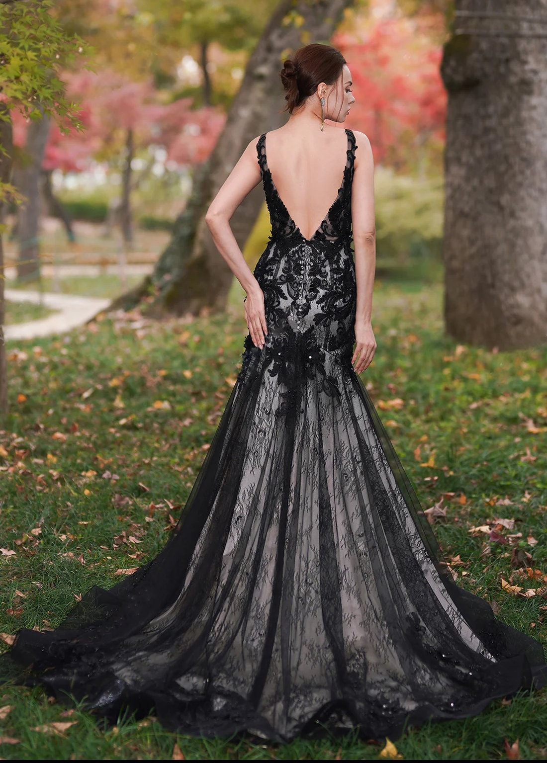 Totally Stunning Black Lace Mermaid Wedding Gown With Detachable Sleeves - Etsy