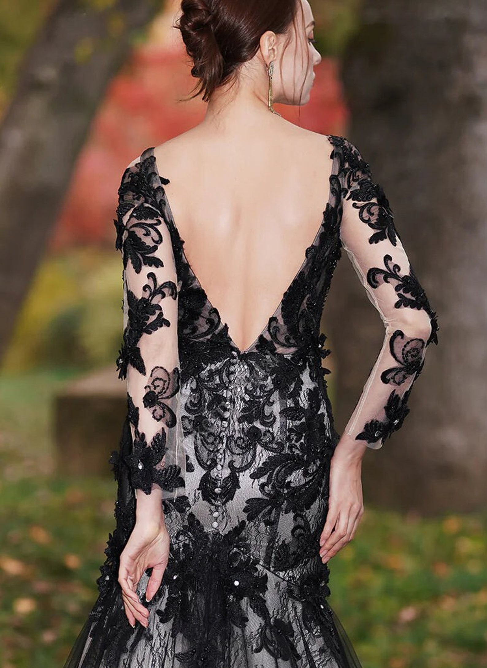 Totally Stunning Black Lace Mermaid Wedding Gown With Detachable Sleeves - Etsy