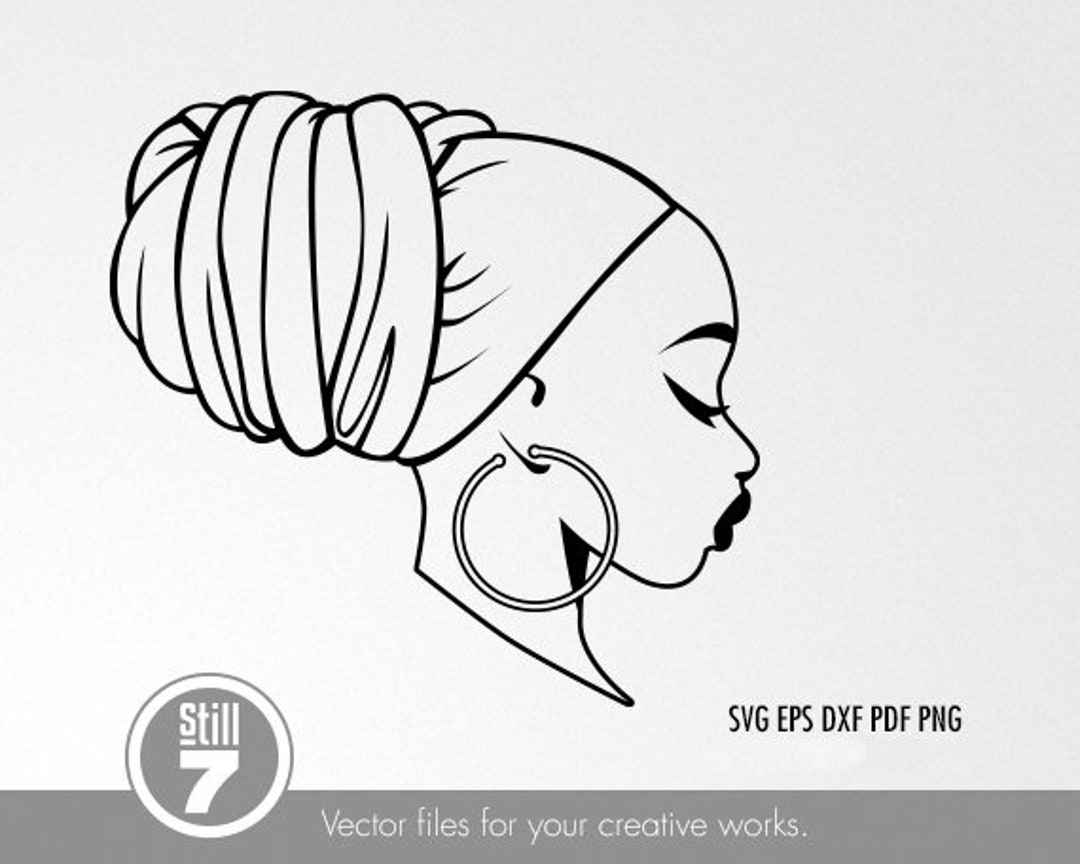 Black Woman Svg - Headwrap Svg - Svg Cutting File + Eps Dxf Pdf Png ...