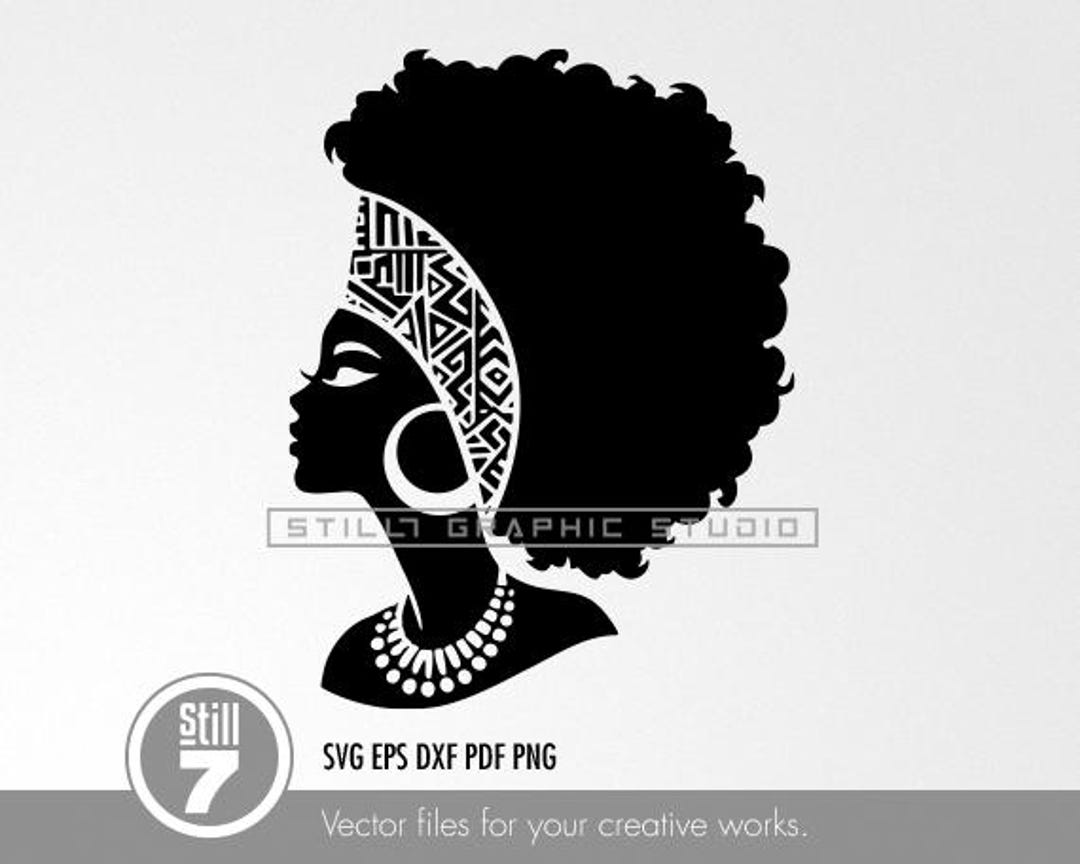 Black Woman Silhouette Svg - Headwrap Svg - Afro Girl - Svg Cutting ...
