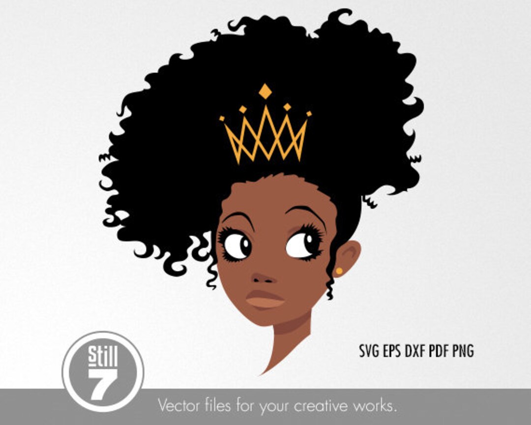 Black Woman Svg - Afro Princess #2 - Svg Cutting File + Eps Dxf Pdf Png ...