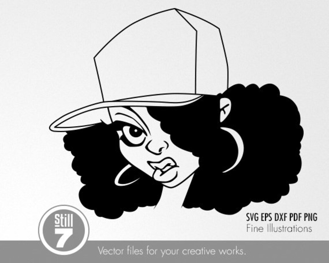 Afro Woman With a Cap Svg Cutting File - Svg Eps Dxf Pdf Png - Etsy