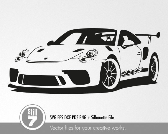 Porsche GT3 RS svg cutting file eps dxf psf png | Etsy